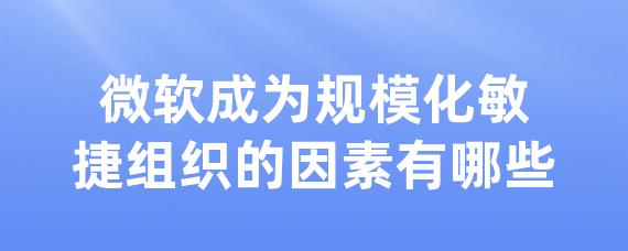 微软成为规模化敏捷组织的因素有哪些 • Worktile社区